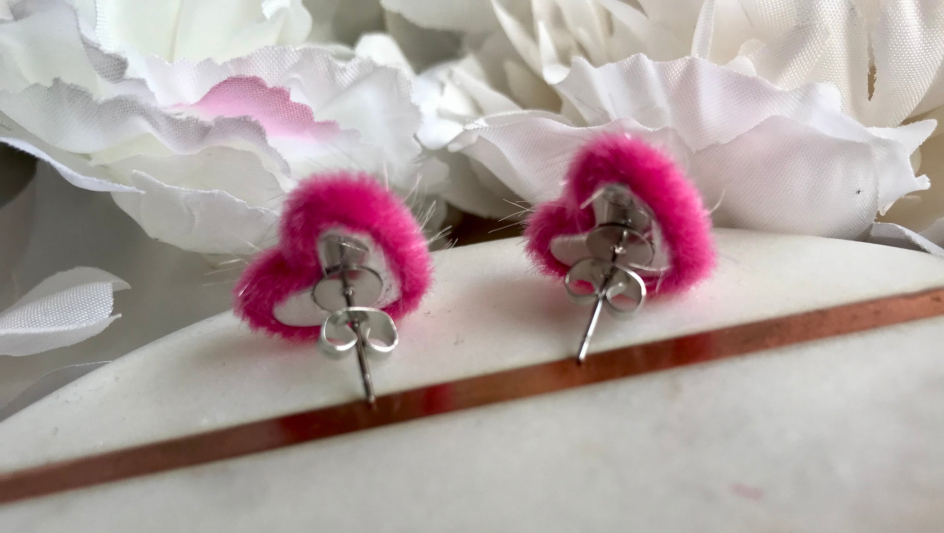 Barbie Pink Heart Studs Fuzzy Heart Stud Earrings for Her Hot - Etsy