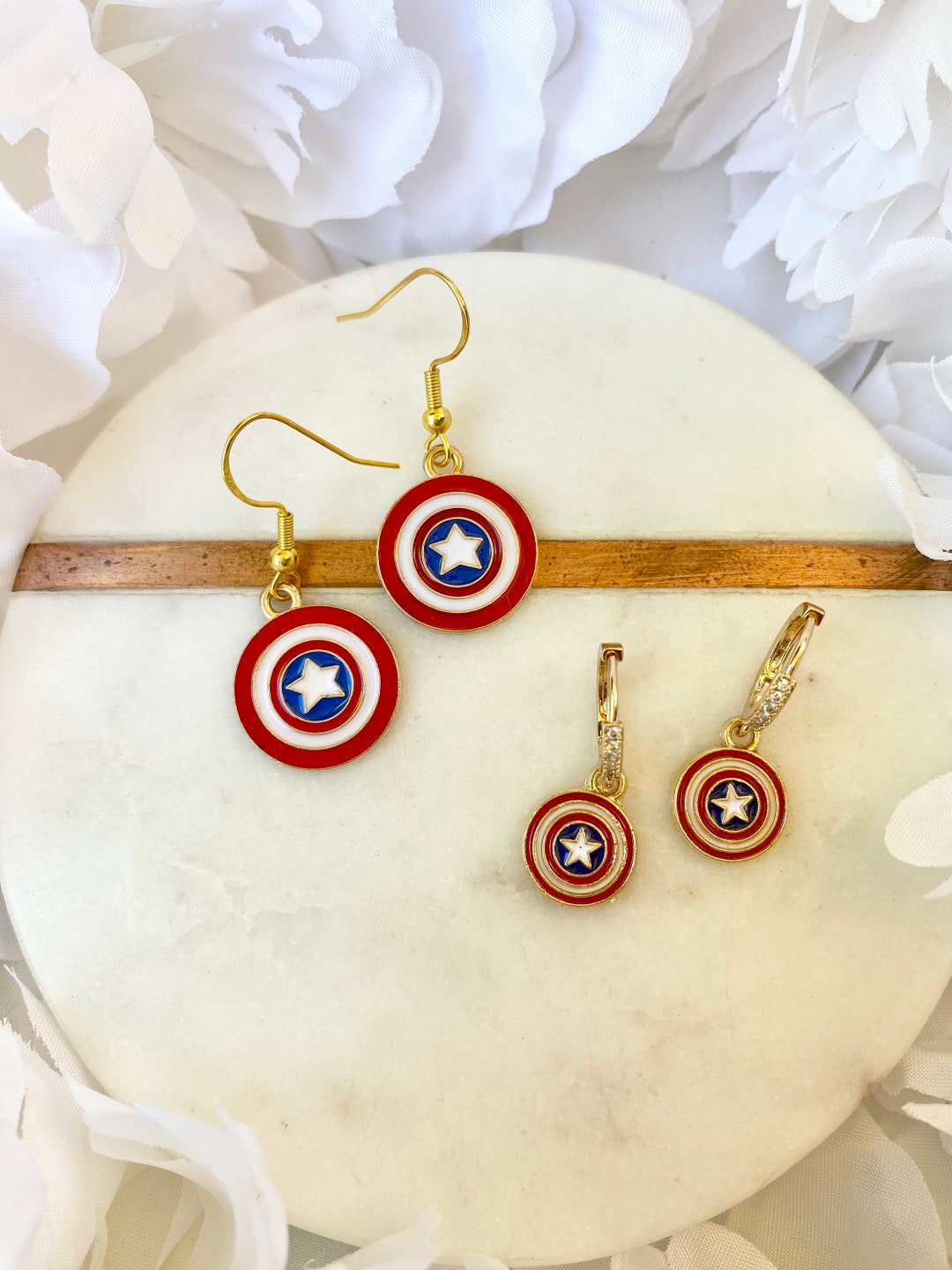Captain America’s Shield Earrings Red White and Blue Earrings ...