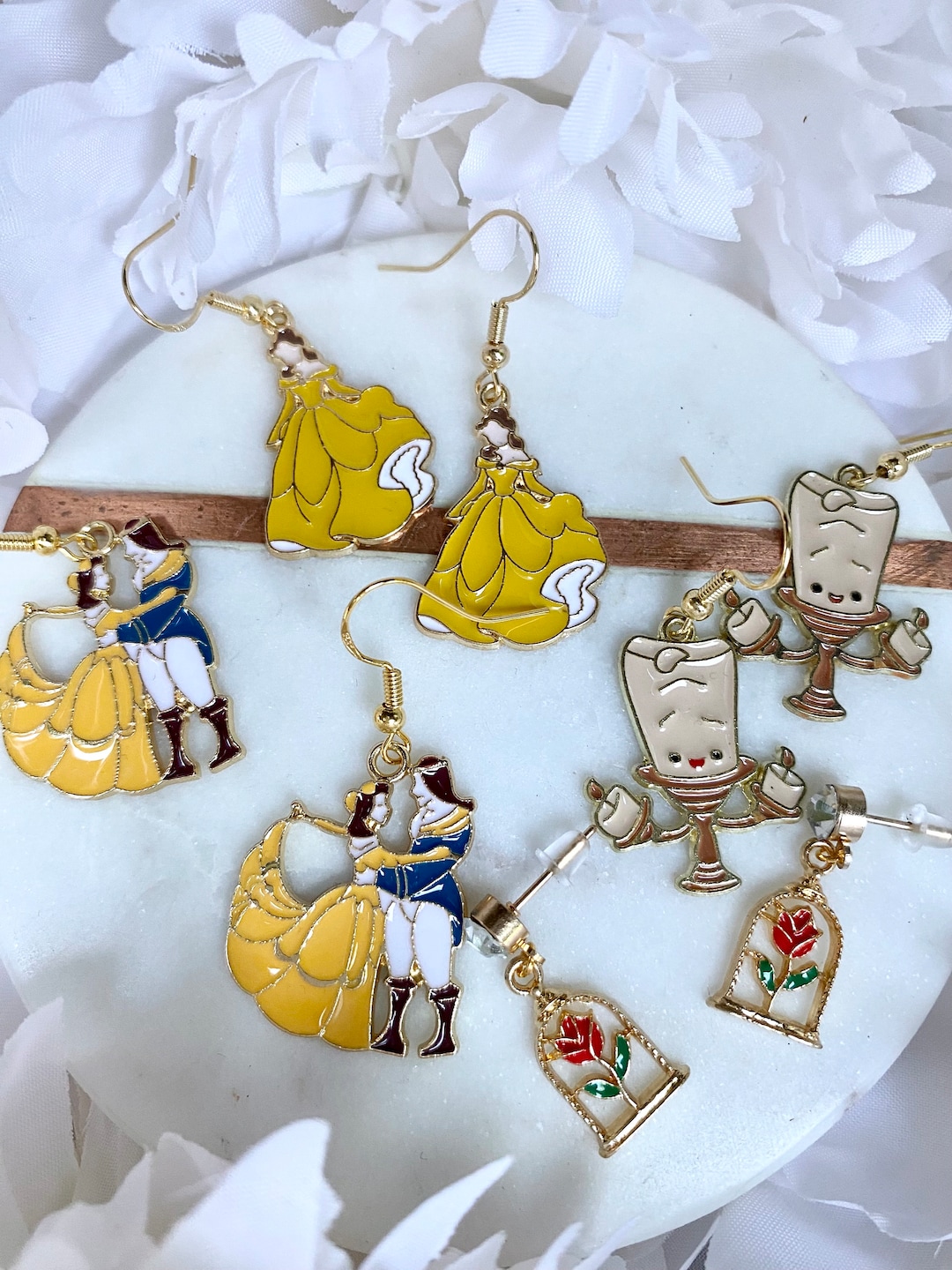 Disney Inspired Beauty & the Beast Earrings Princess Belle Earrings ...