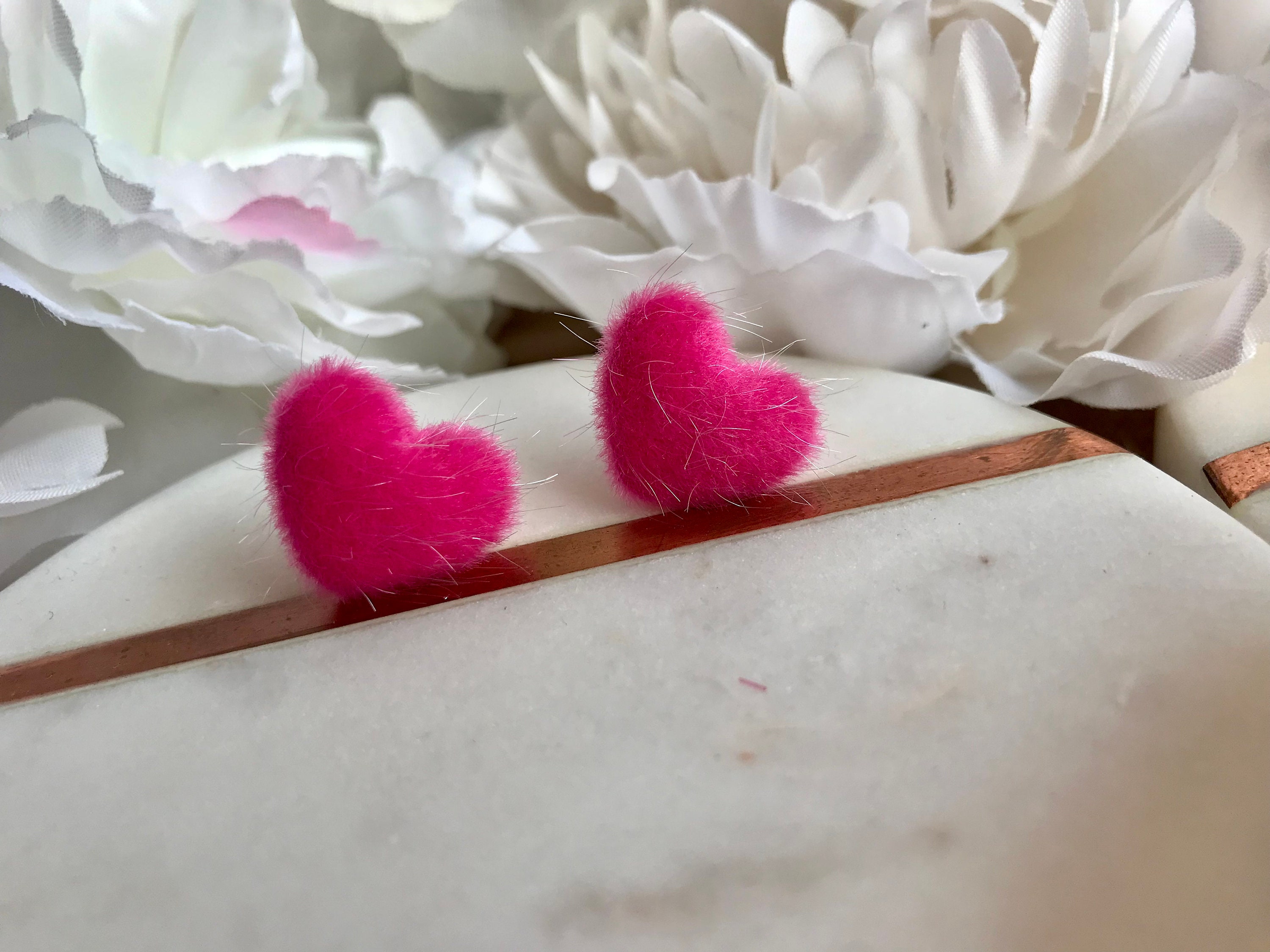 Barbie Pink Heart Studs Fuzzy Heart Stud Earrings for Her Hot - Etsy