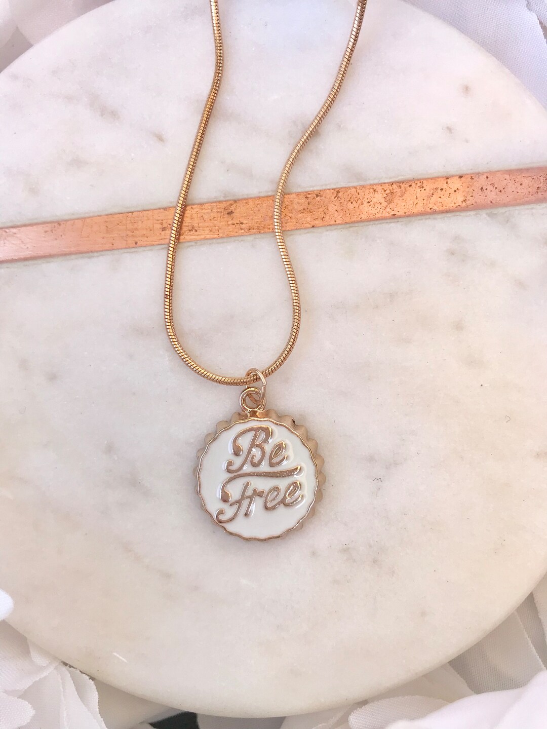 Bottle Top Necklace for Gift for Her Bottle Cap Necklace in Gold for ...