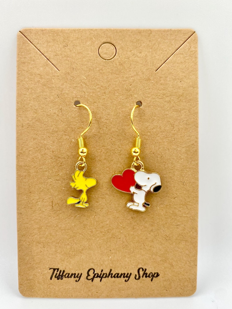 Peanuts Inspired Snoopy and Woodstock Earrings Petite for Valentines ...