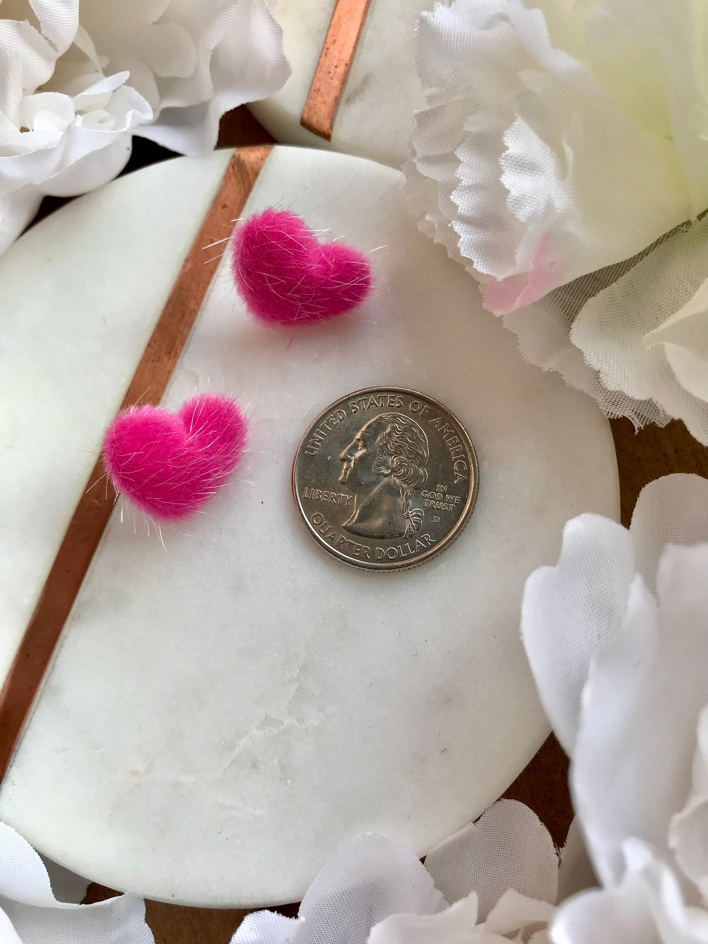 Barbie Pink Heart Studs Fuzzy Heart Stud Earrings for Her Hot - Etsy