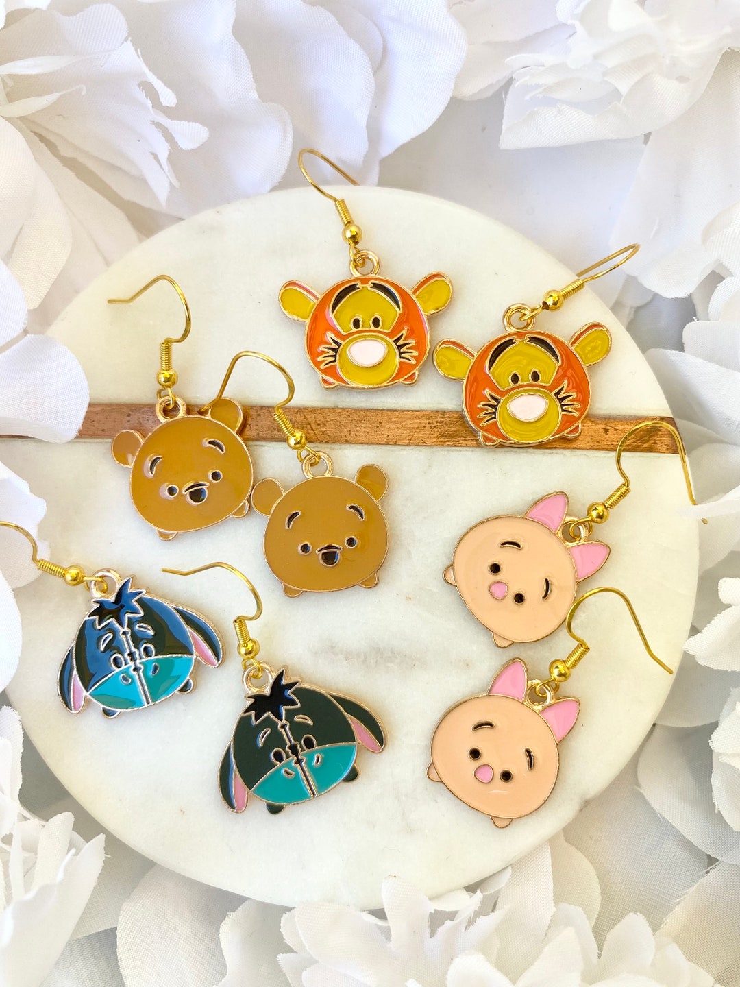 Disney Inspired Winnie the Pooh Character Dangly Earrings - Etsy