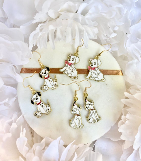 Disney Inspired 101 Dalmatians Earrings Hypoallergenic Dalmation Puppy Dangly Earrings for Her Etsy