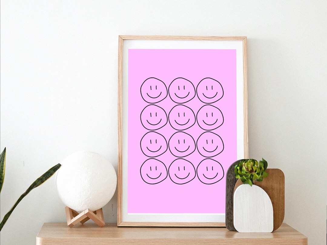 Digital Download A4 Poster Pink Smileys - Etsy