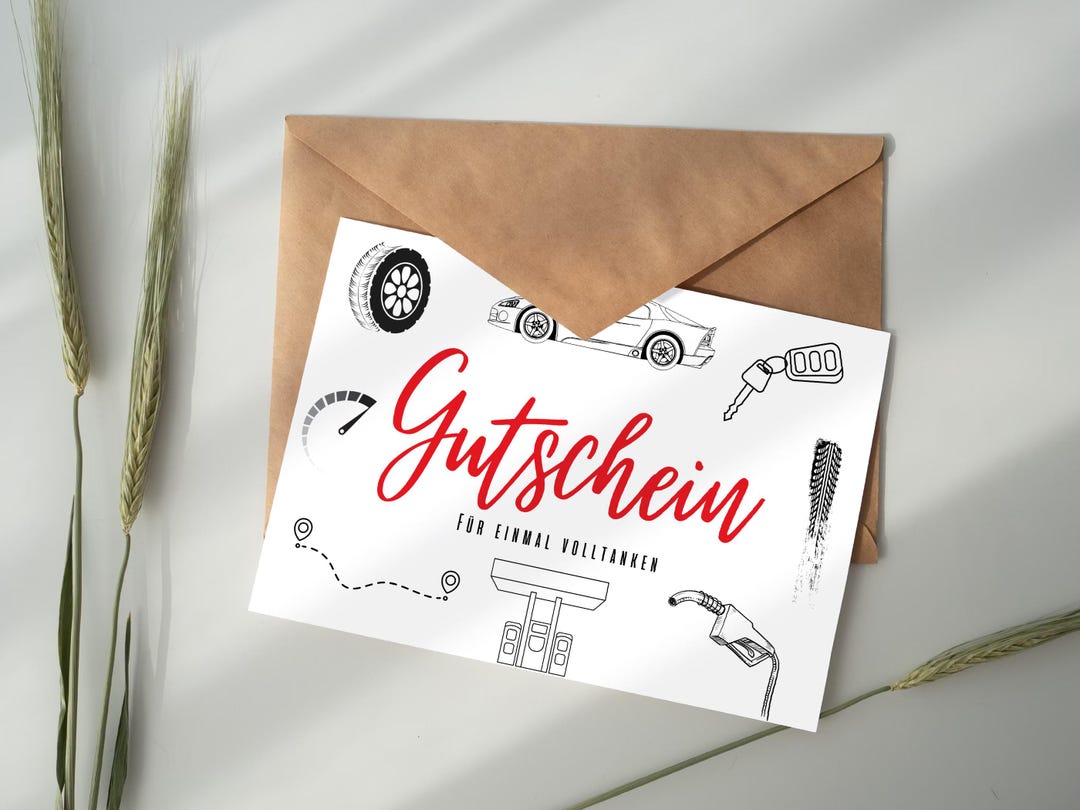 Voucher Car Refueling Fuel Voucher Gift Digital Download - Etsy