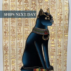 Bastet Papyrus Egypt Cat Wall Art Ancient Black Cat - Etsy