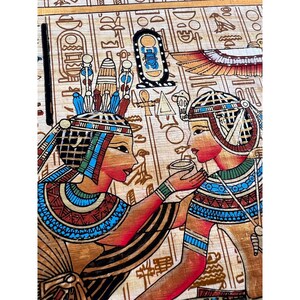 Queen Ankhesenamun Anointing Her Husband King Tut - Papyrus Painting ...