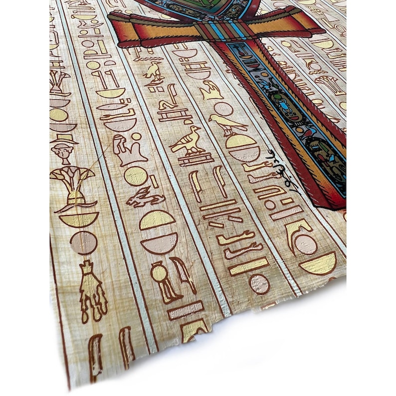 Ankh Papyrus, Hand Painted Egyptian Hieroglyphs Wall Art, 9x13 Inches ...
