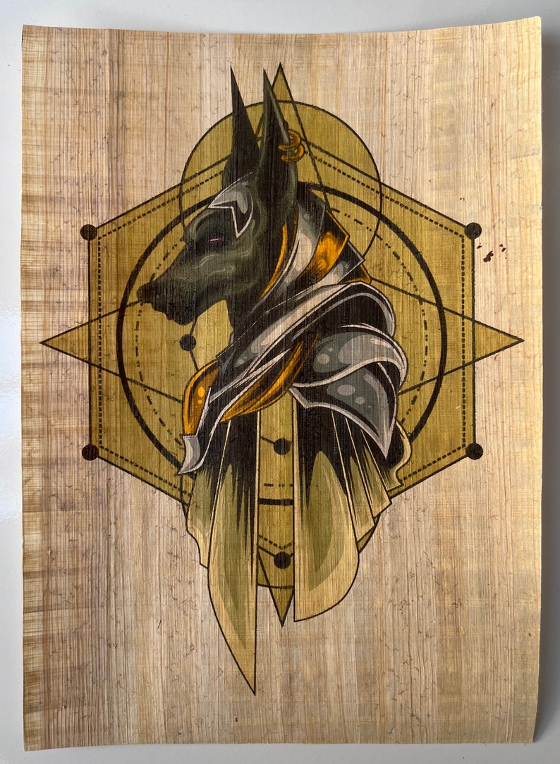 Anubis Sacred Geometry Wall Art Printing on Egyptian Papyrus - Etsy