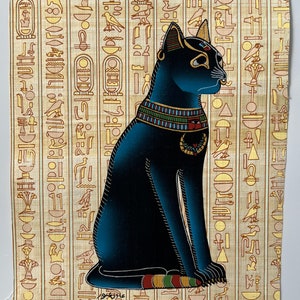 Bastet Papyrus Egypt Cat Wall Art Ancient Black Cat - Etsy