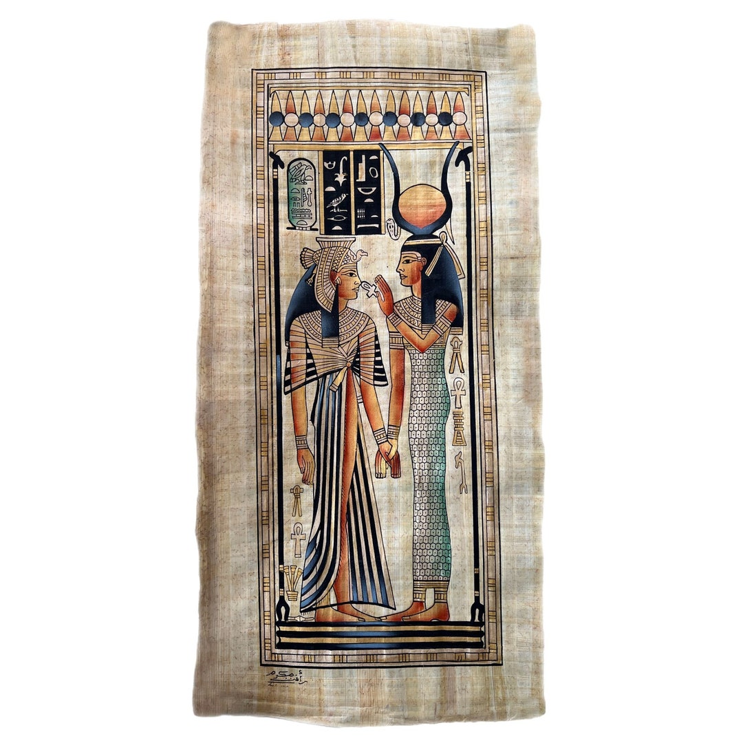 Hathor and King Tut Portrait, Room Decor Painting, Ancient Egyptian ...