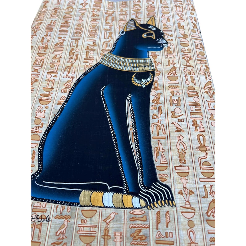 Bastet Papyrus Painting – Egyptian Cat Goddess Art, Hand-painted ...