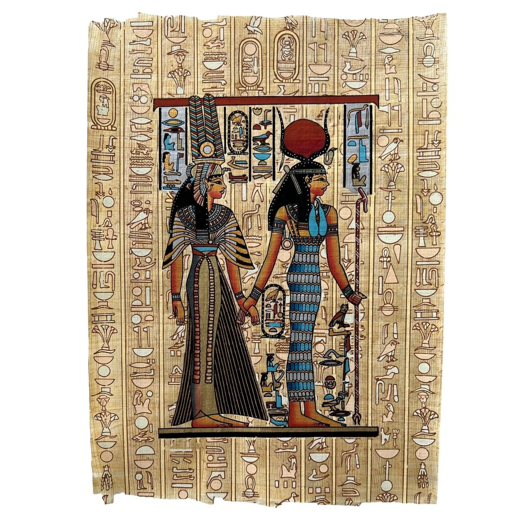 Nefertari & Isis Papyrus Painting • Egyptian Goddesses Art (9x13 Inches ...