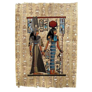 Nefertari & Isis Papyrus Painting • Egyptian Goddesses Art (9x13 Inches ...