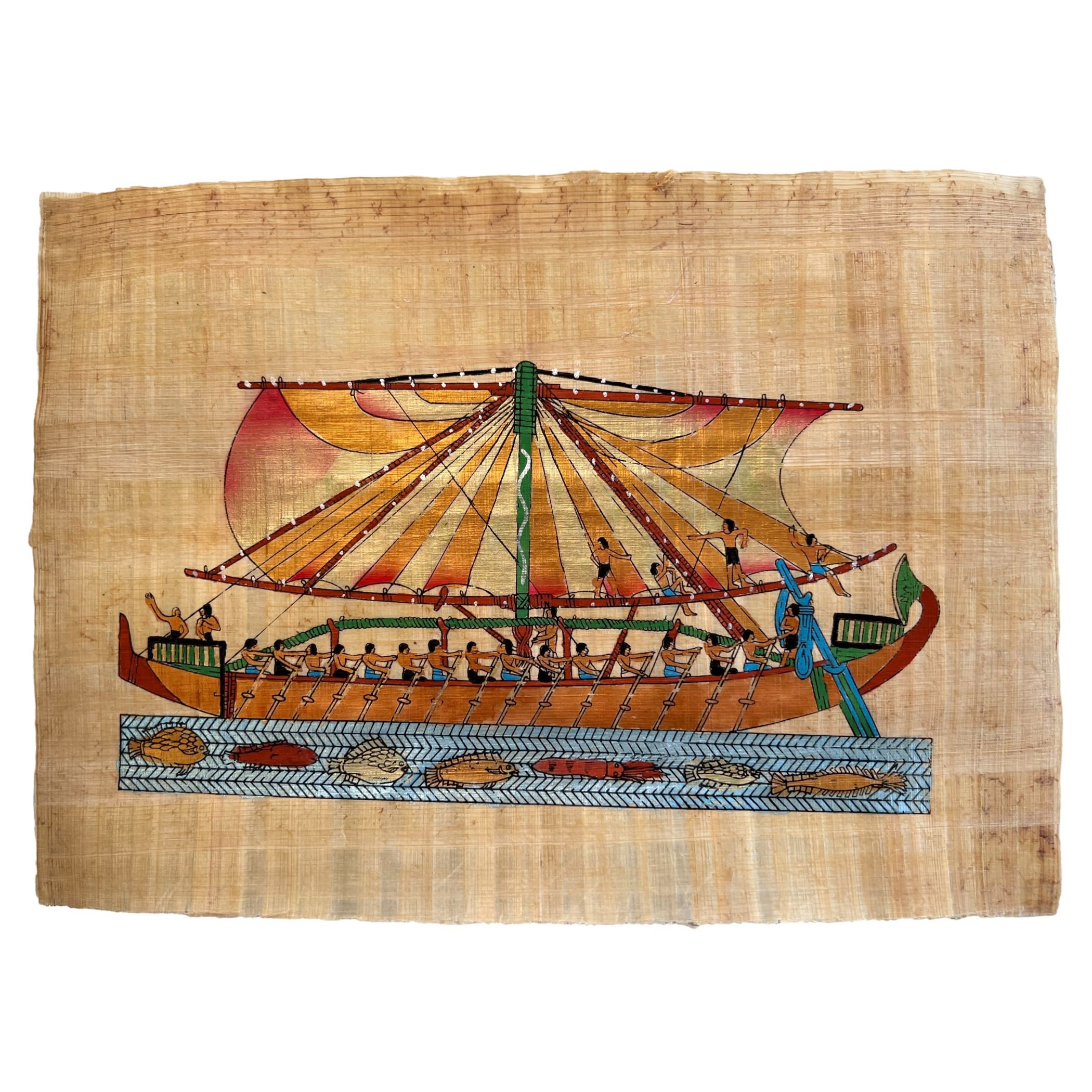 Hatshepsut Punt Boat, Handmade Papyrus Painting (13x9 Inches - 30x20 Cm ...