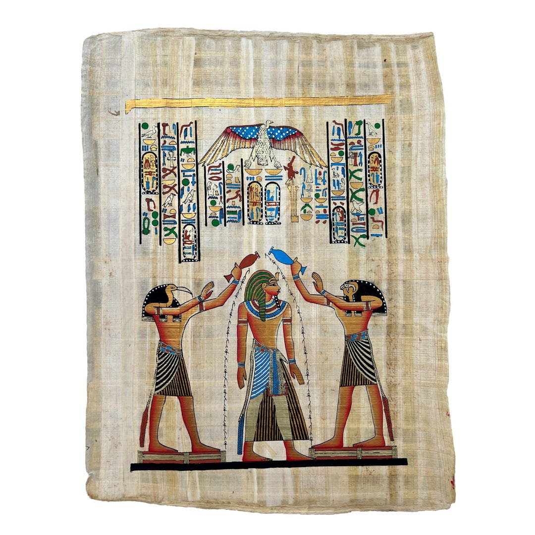 Horus and Thoth Blessing Ramses II With Eternal Life Papyrus, Egyptian ...