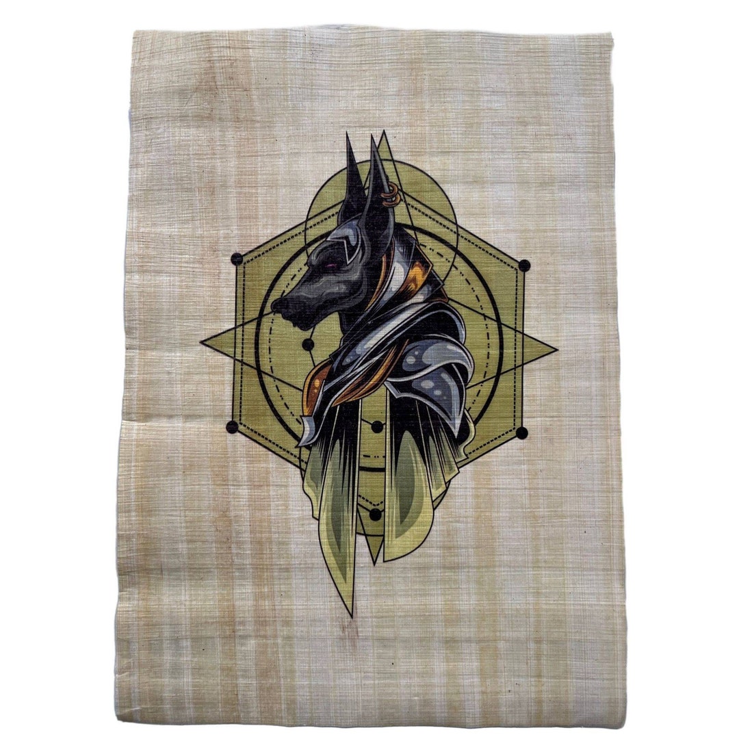 Anubis Sacred Geometry Wall Art Printing on Egyptian Papyrus ...