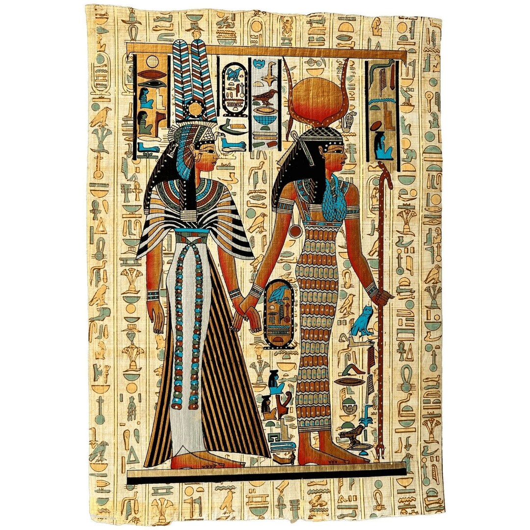 Goddess Isis & Queen Nefertari – Hand-painted Egyptian Papyrus Art ...