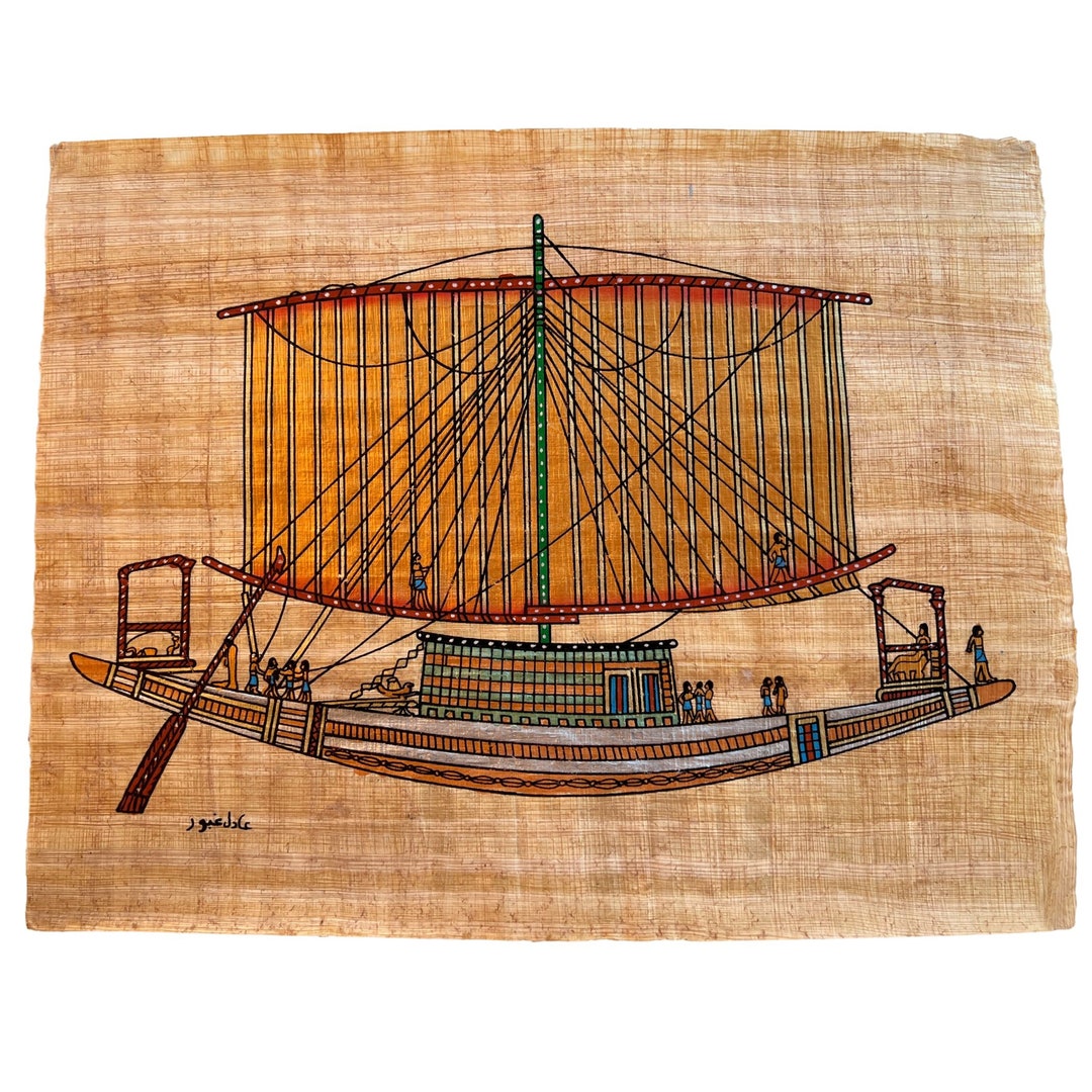 Sailing Boat of Ancient Egyptian, Egypt Papyrus Art Wall Decor, 17x13 ...