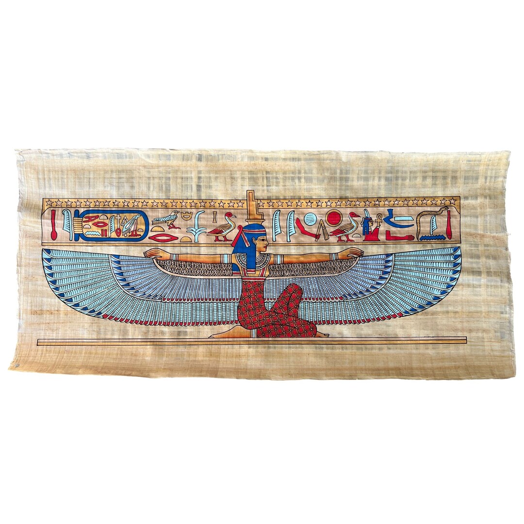 Winged Isis Egyptian Goddess of Magic Kneeling Papyrus, Extra Large ...
