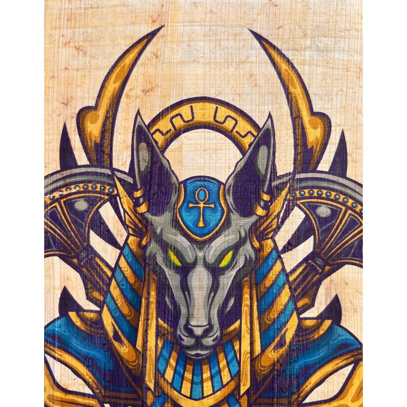 Anubis Illustration Print • Authentic Egyptian Papyrus Vintage Art ...