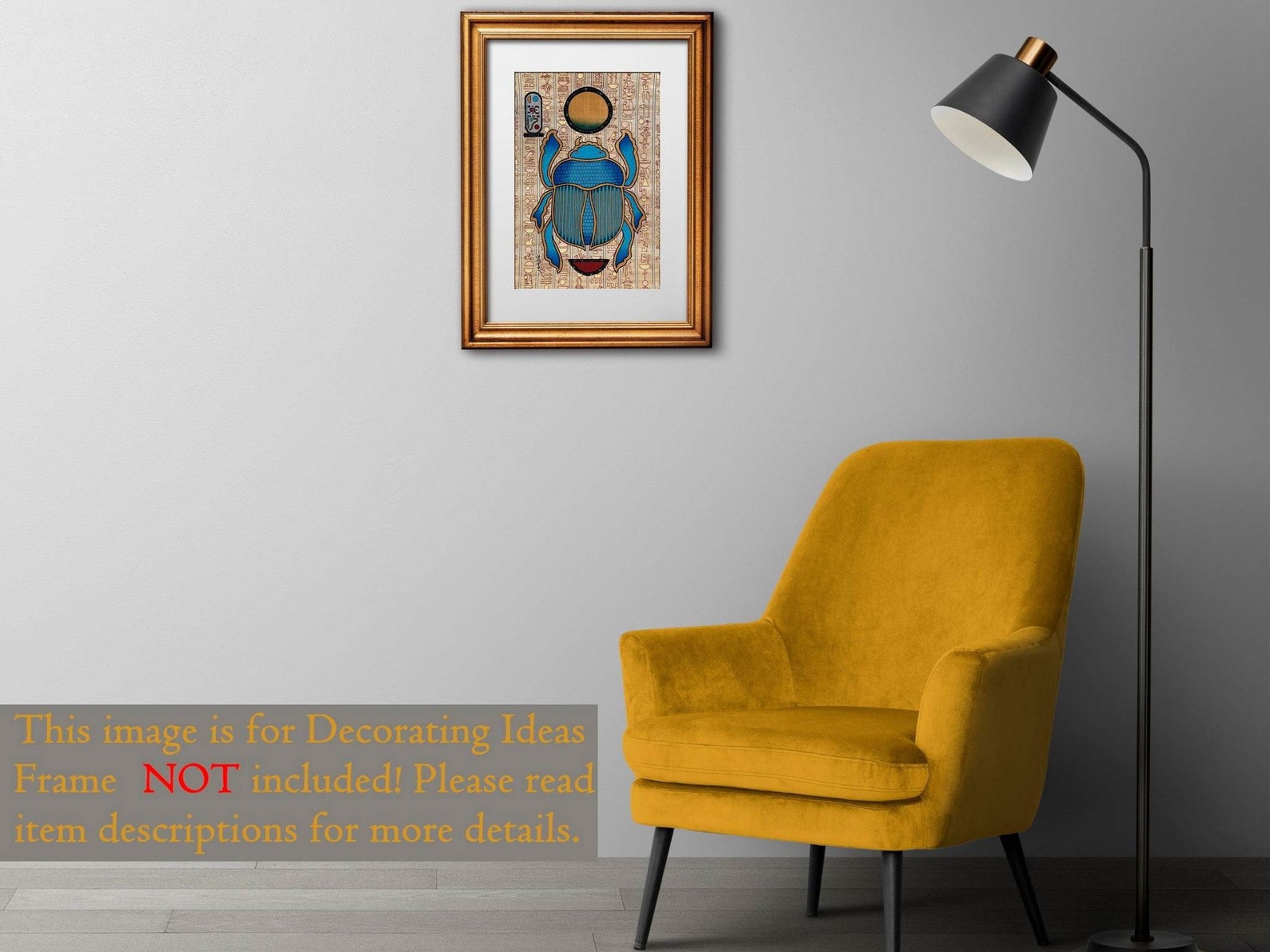 Scarab Beetle Papyrus Painting • Egyptian Good Luck Symbol, (13x9 ...