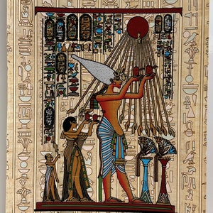 The Sacred Sun Ritual of King Akhenaten Papyrus Painting - Etsy