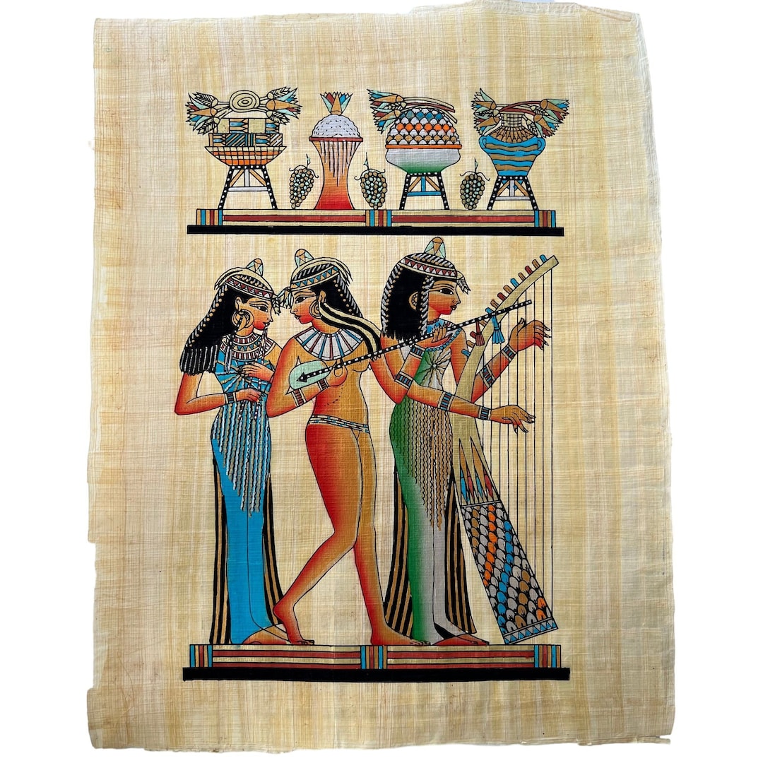 Ancient Egyptian Papyrus Painting - Musicians of Amun, Handmade Art ...