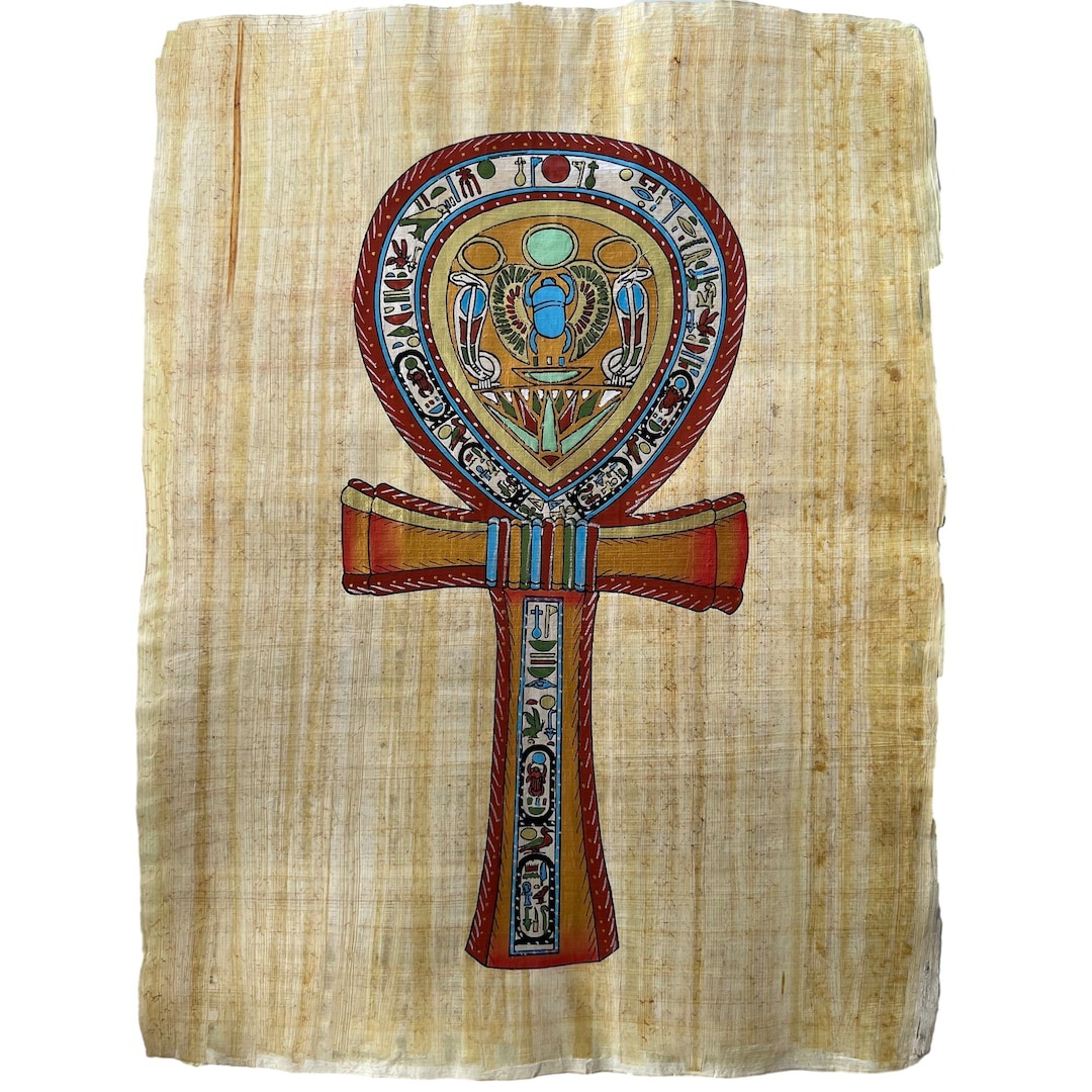 ANKH Egyptian Symbol of Life on Papyrus Painting - Key of Life ...