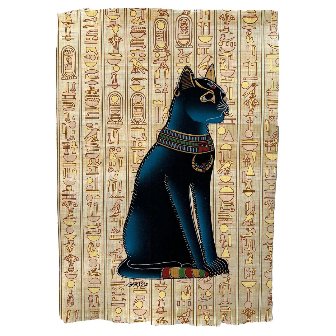 Bastet Papyrus Egypt Cat Wall Art Ancient Black Cat Goddess Bast ...