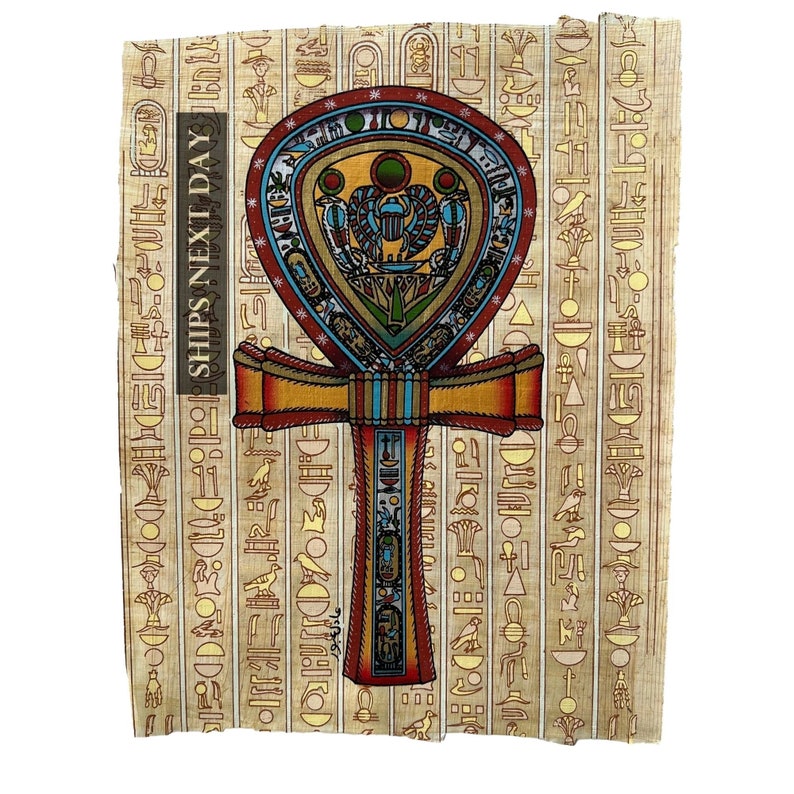 Ankh Papyrus, Hand Painted Egyptian Hieroglyphs Wall Art, 9x13 Inches ...