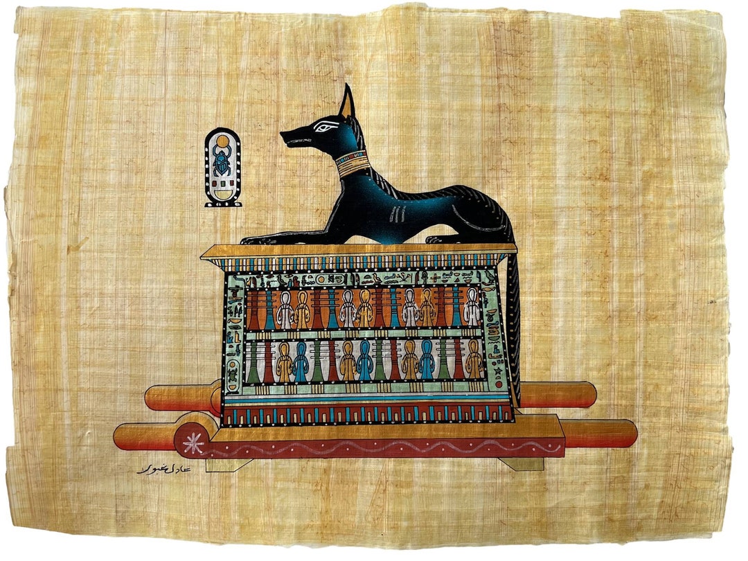 God of Dead Anubis Papyrus Handmade in Egypt Unique Ancient Egyptian ...