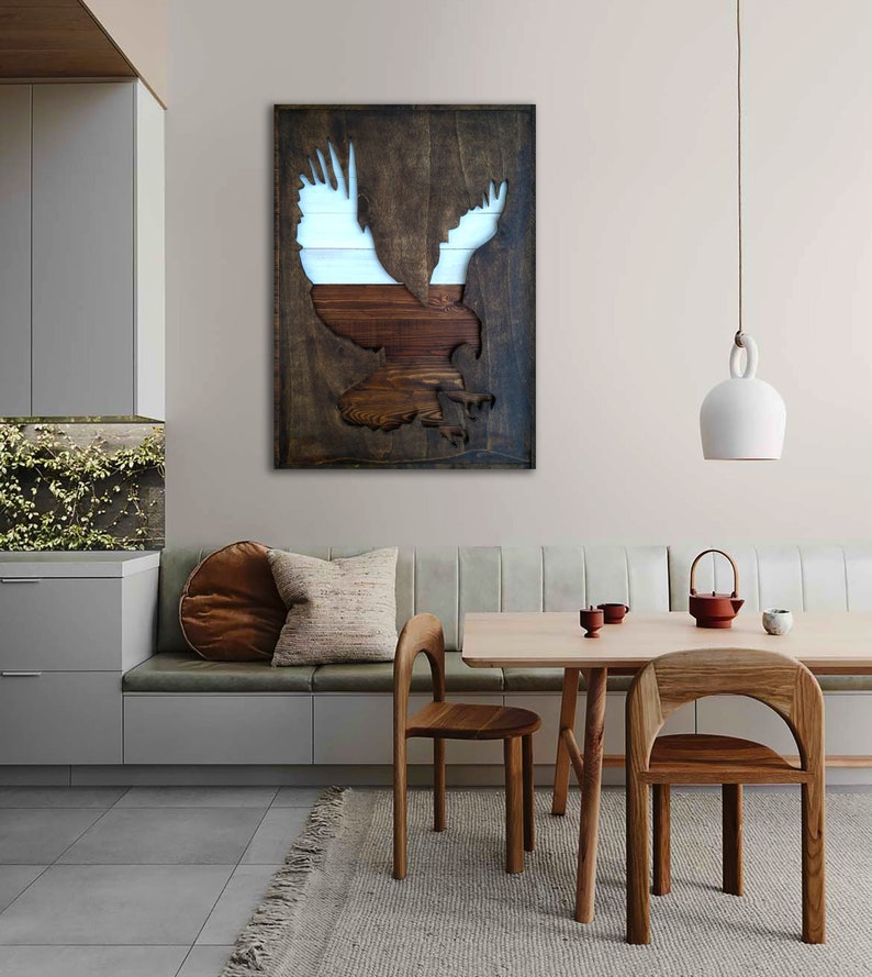 Eagle Wall Art, Wood Wall Art, Large Eagle Wall Decor, Living Room Wall Art Modern, Farmhouse ...