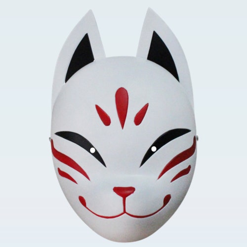 White Full Face Fox Mask Kitsune Kitsune Hand Made Painted - Etsy