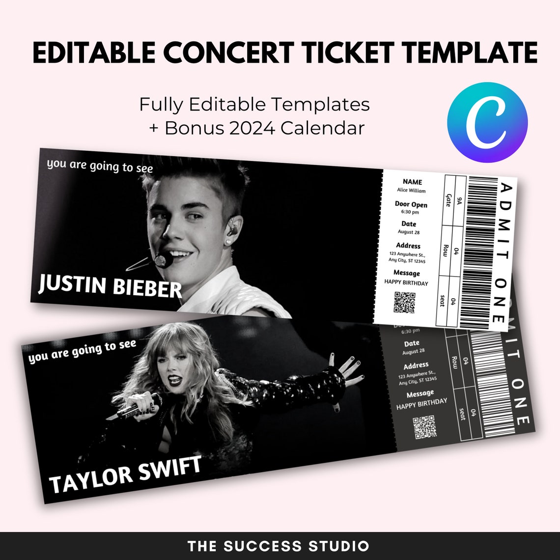 Editable Concert Ticket Canva Template, DIY Concert Ticket, Printable ...