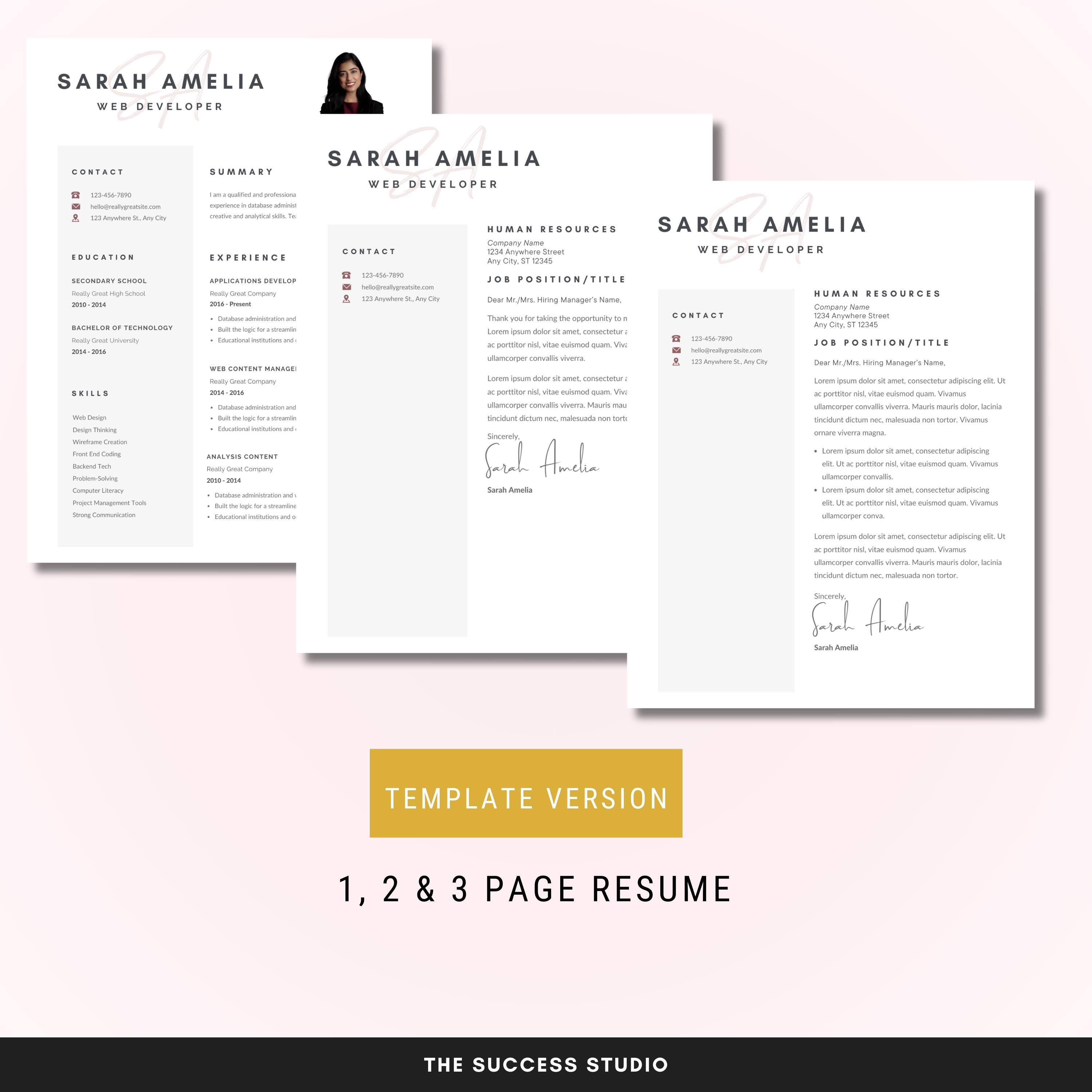 MINIMALIST Resume Template, Professional Resume Template, Modern Resume ...