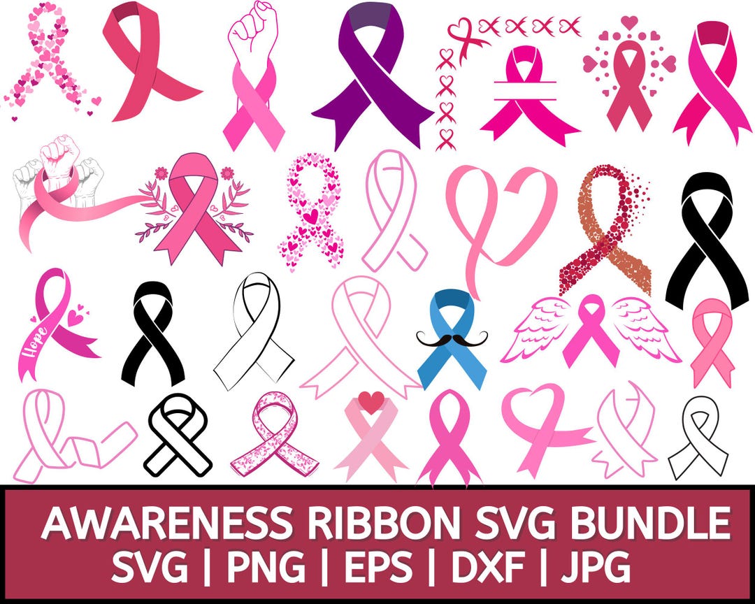 Awareness Ribbon SVG, Breast Cancer SVG, Cancer Ribbon SVG, Survivor ...