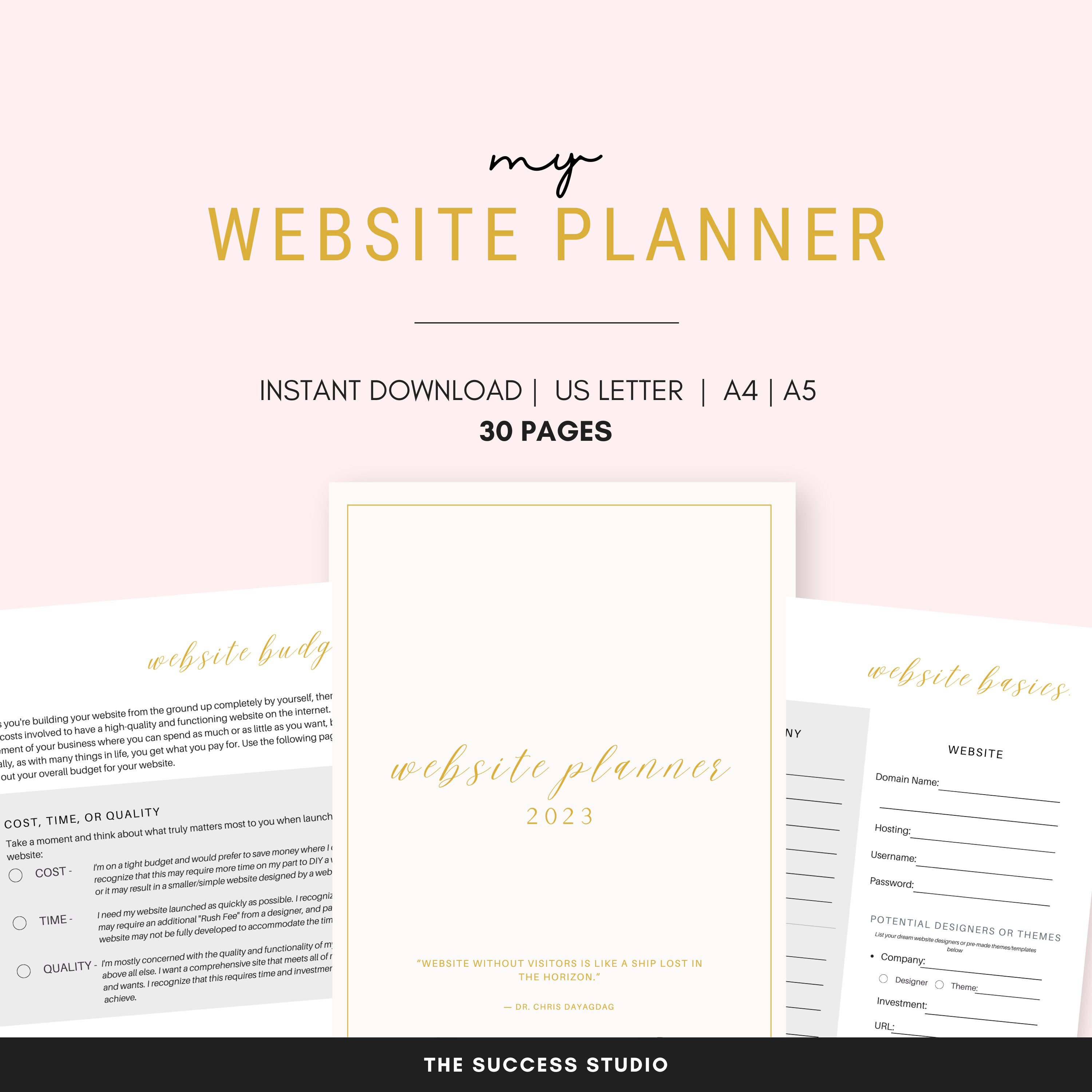Website Planner, Website Design, Website Planning, Planning Workbook ...