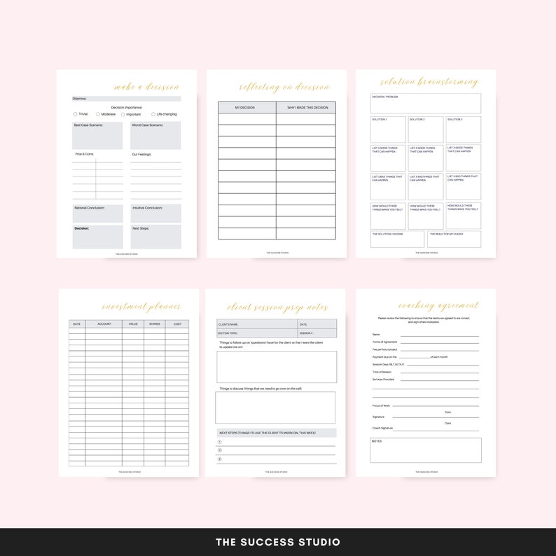 Coaching Planner Printable Printable Life Coach Journal Pages Wellness ...