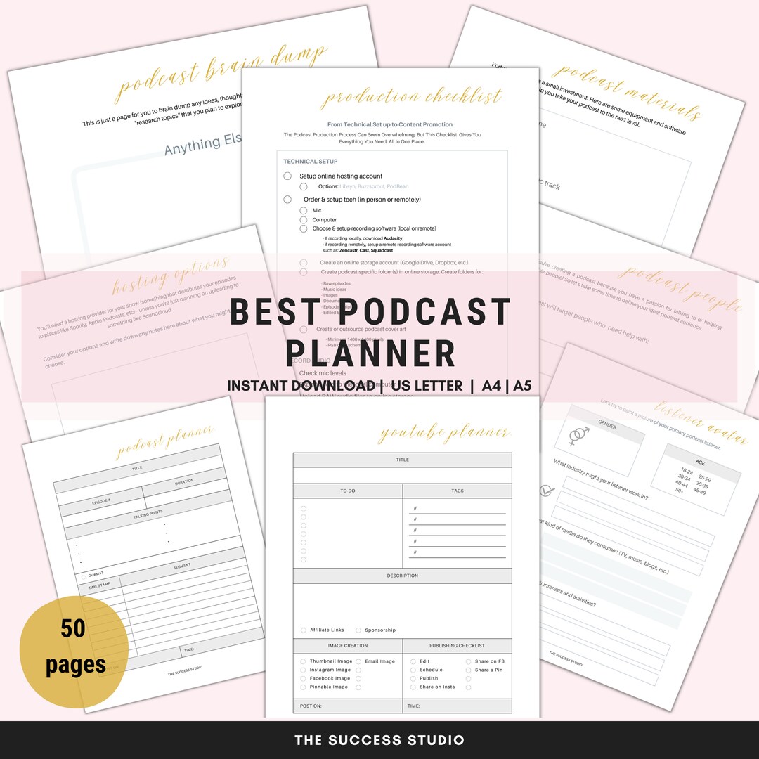 Podcast Planner, Content Calendar, Podcast Template, Content Planner ...