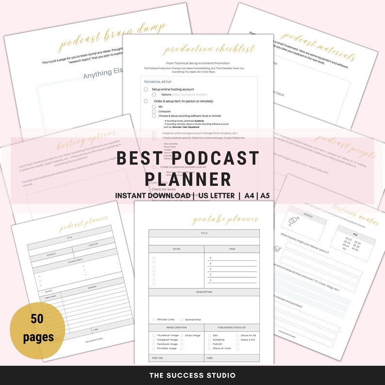 Podcast Planner, Content Calendar, Podcast Template, Content Planner ...