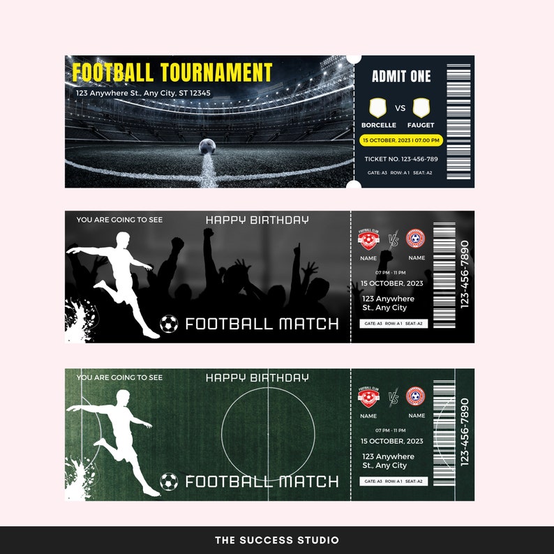 Editable Football Ticket Canva Template, DIY Football Ticket, Printable ...