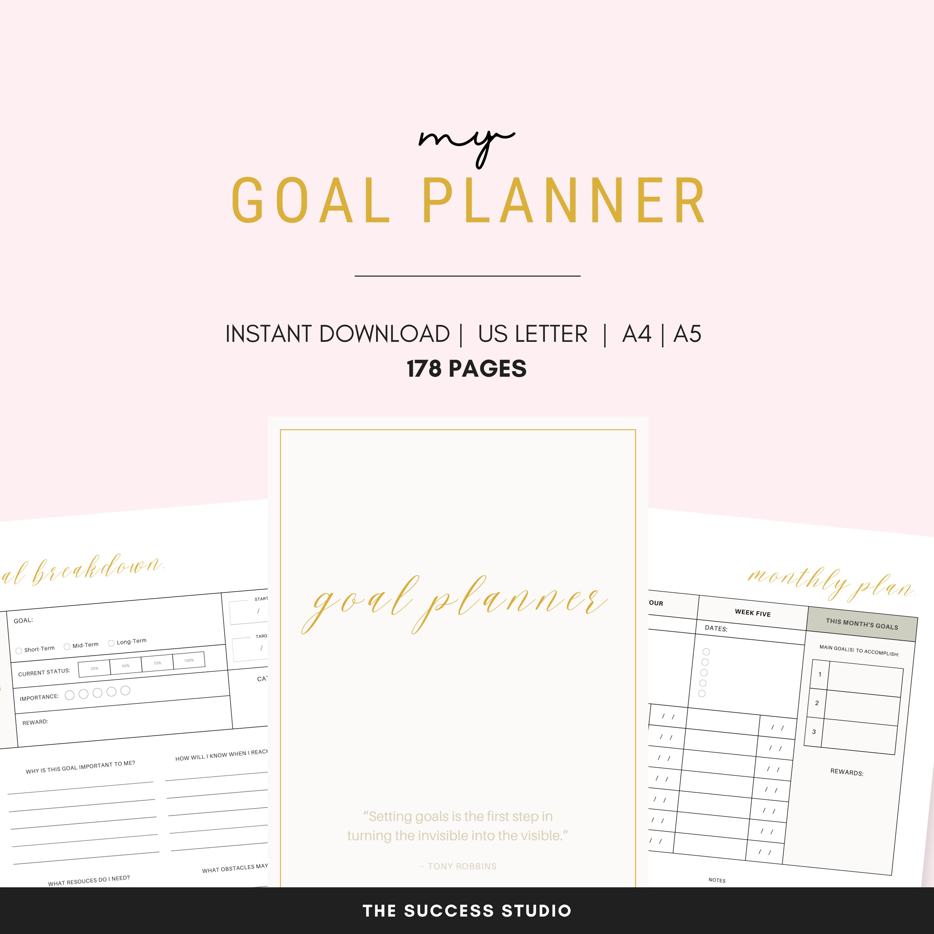 Goal Planner BUNDLE, Goals Tracker, SMART Goal Setting Kit, New Year ...