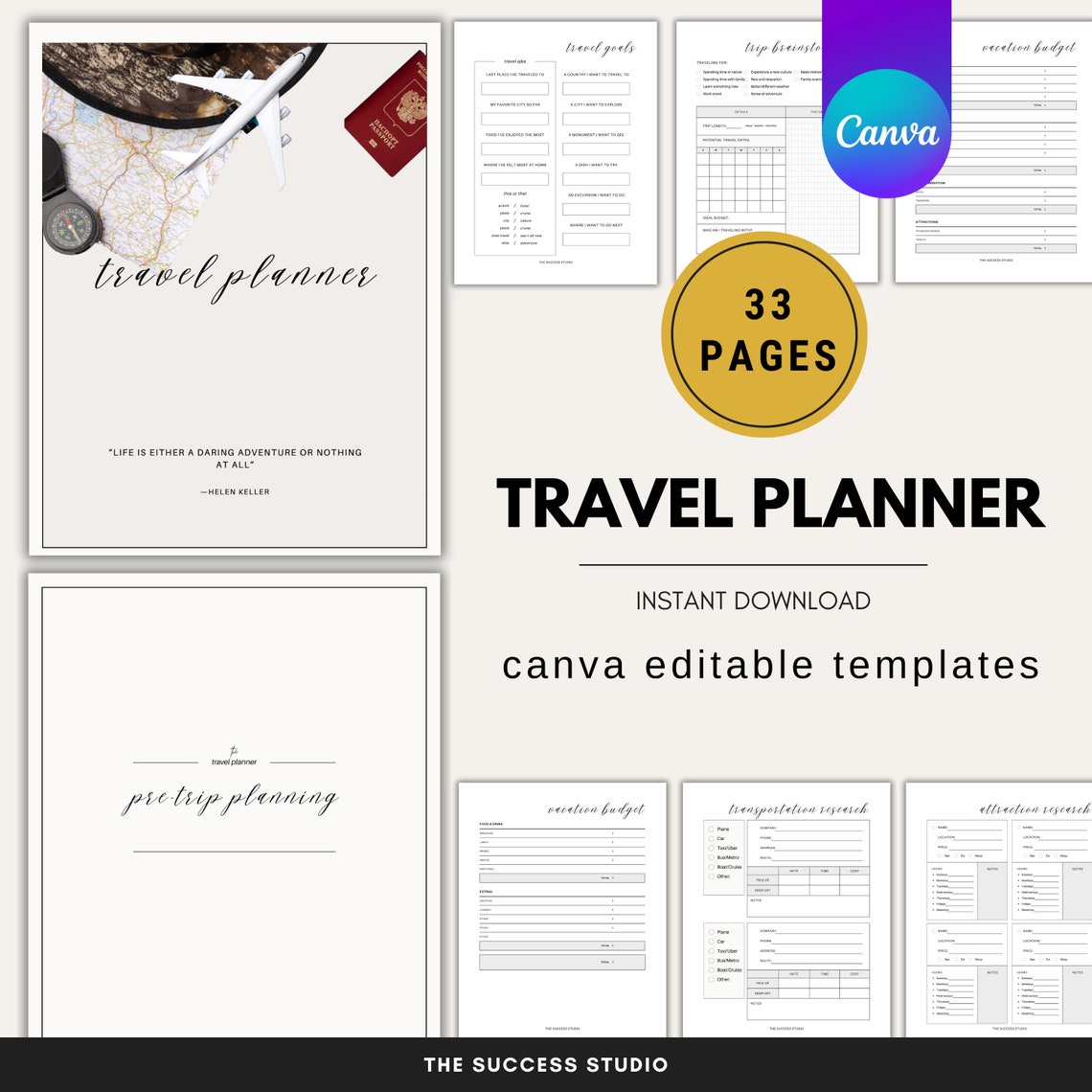 Editable Travel Planner Travel Itinerary Template Travel - Etsy