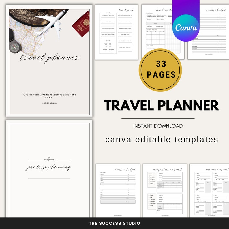 Editable Travel Planner, Travel Itinerary Template, Travel Itinerary ...