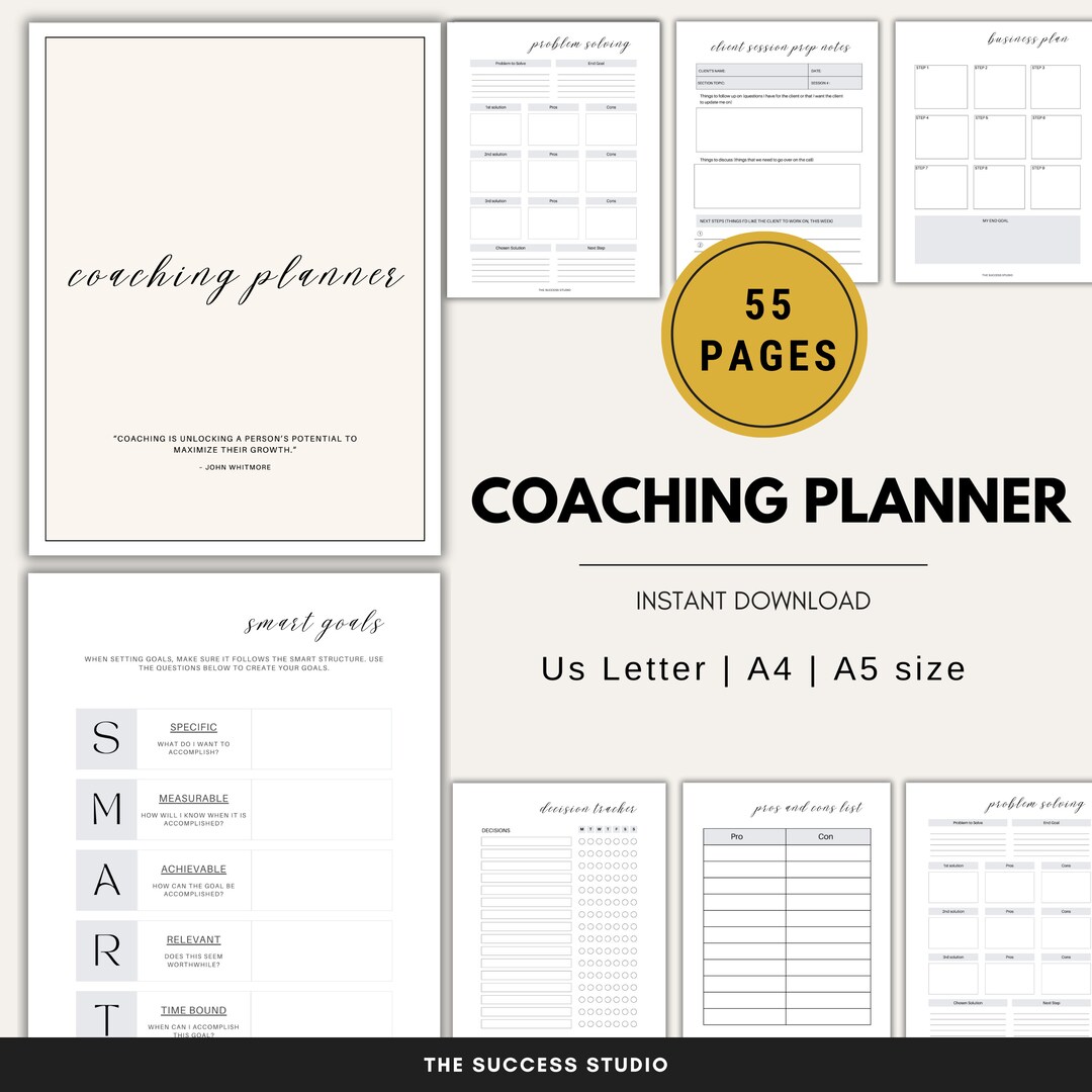Coaching Planner Printable, Life Coach, Business Planner Template ...