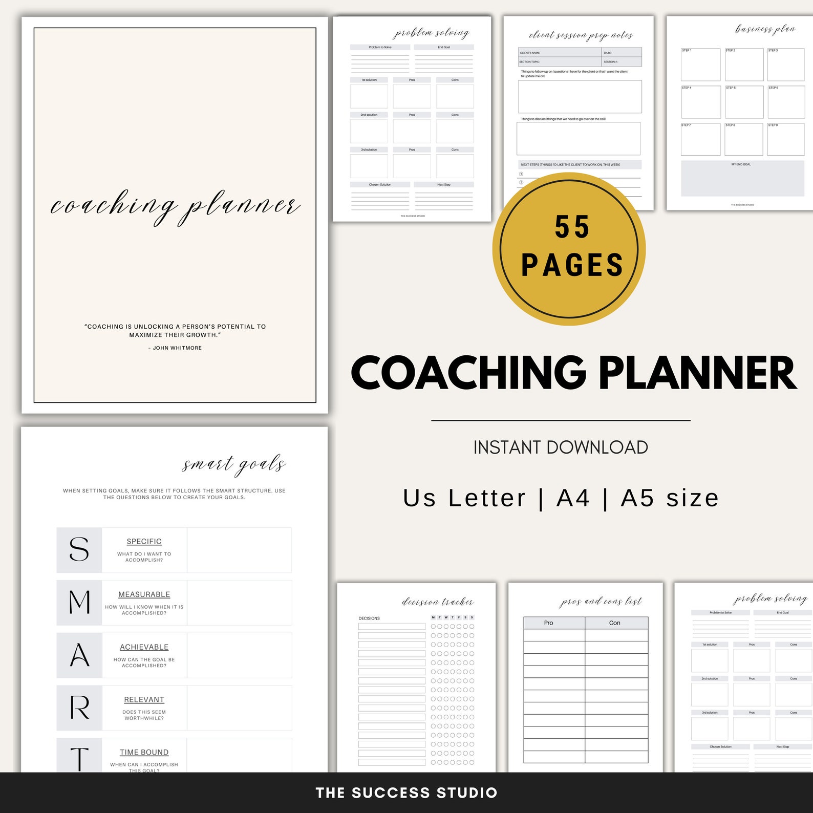 Coaching Planner Printable, Life Coach, Business Planner Template ...