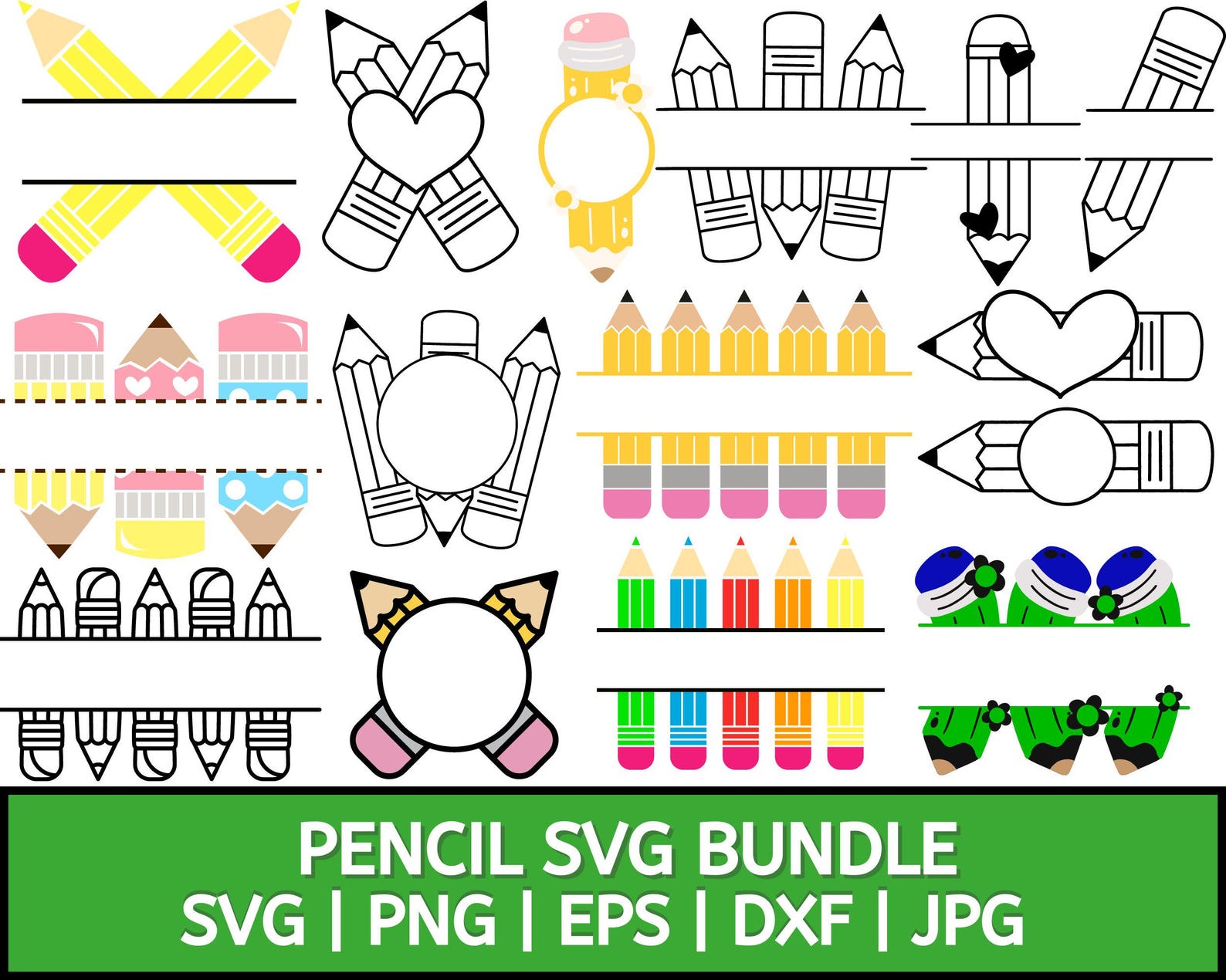 Pencil Svg Bundle, Pencil Svg, Pencil Cut File for Cricut , Silhouette ...